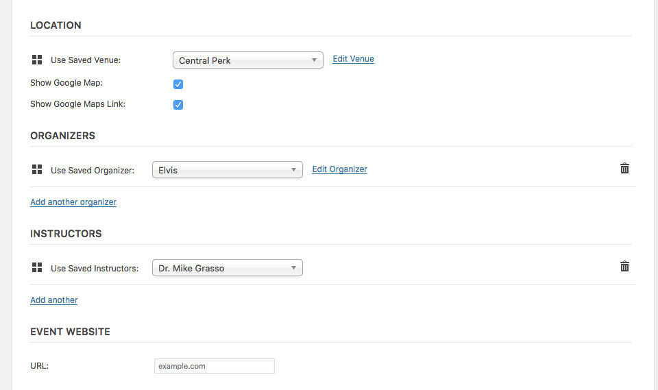 Working with Venue and Organizer Custom Post Types - Knowledgebase