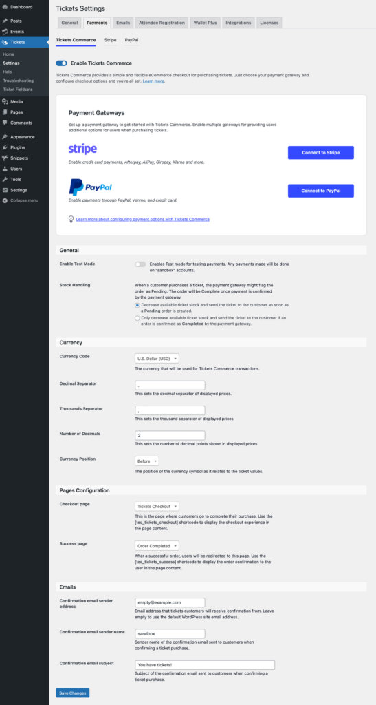 Event Tickets Settings Overview - Knowledgebase