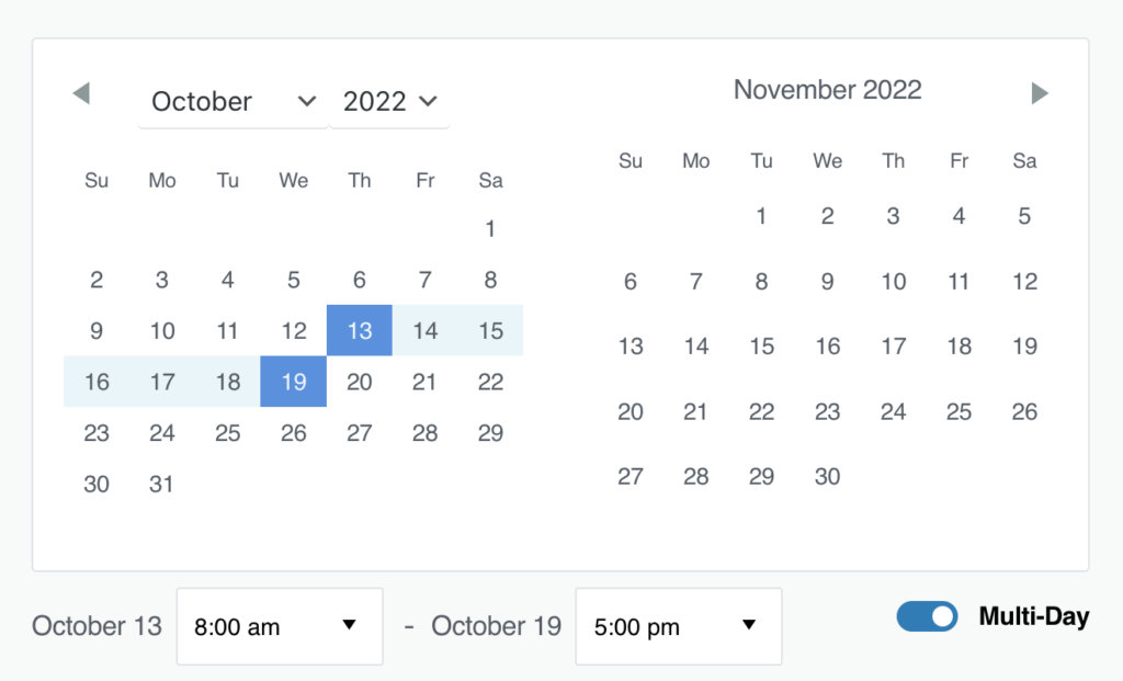 Multi-Day Events - Knowledgebase
