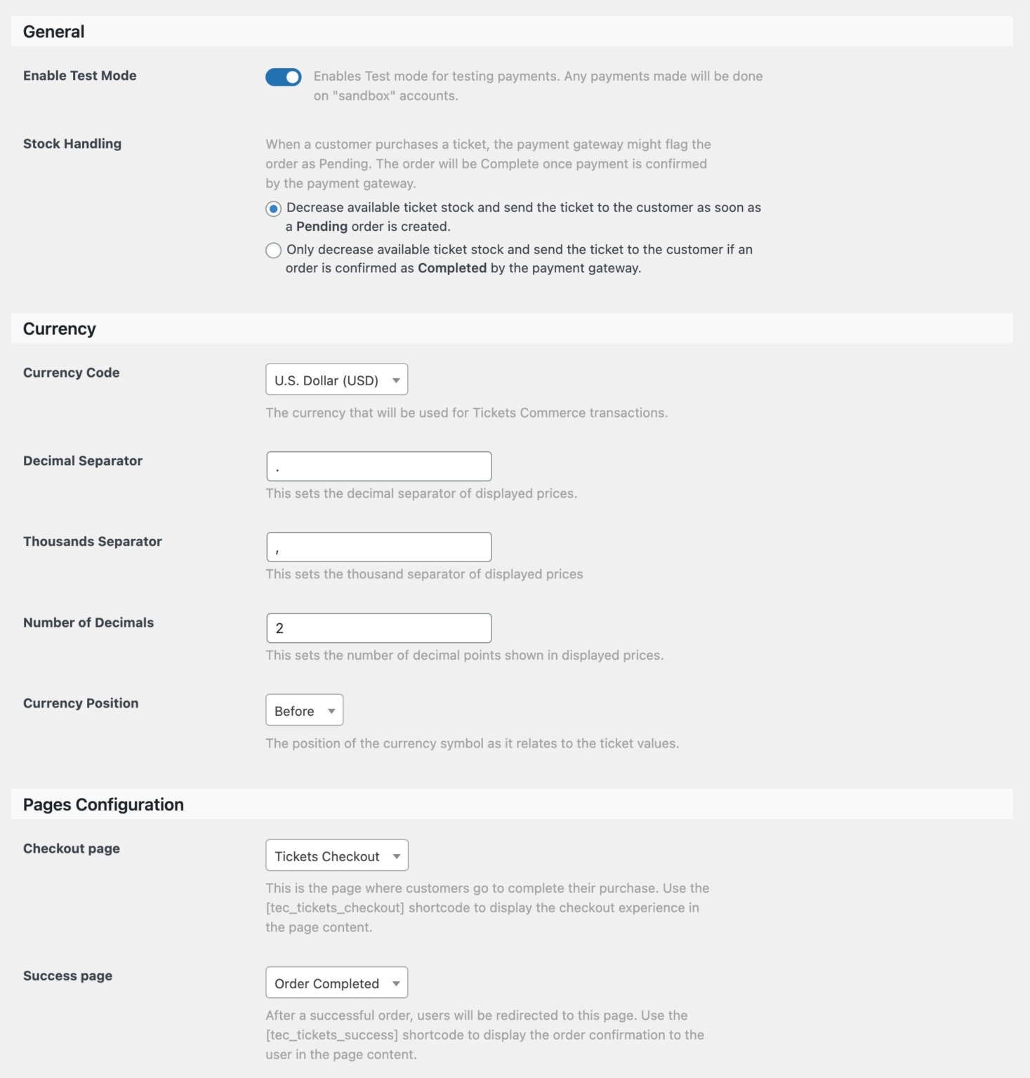 Event Tickets Settings Overview - Knowledgebase