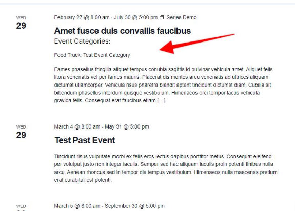 How to show Event Categories for each Event in the List View - Knowledgebase