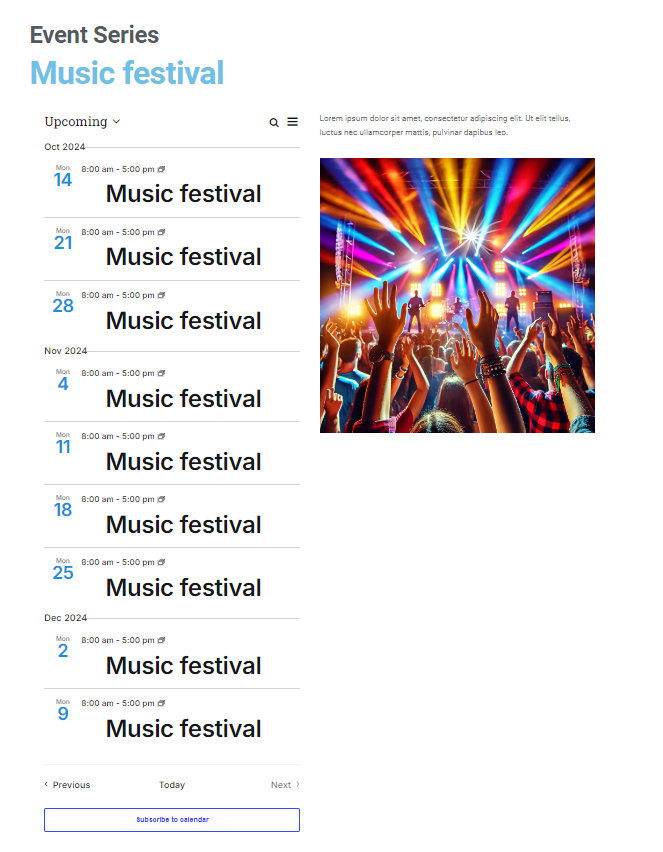 Elementor Template for the Event Series Page - Knowledgebase