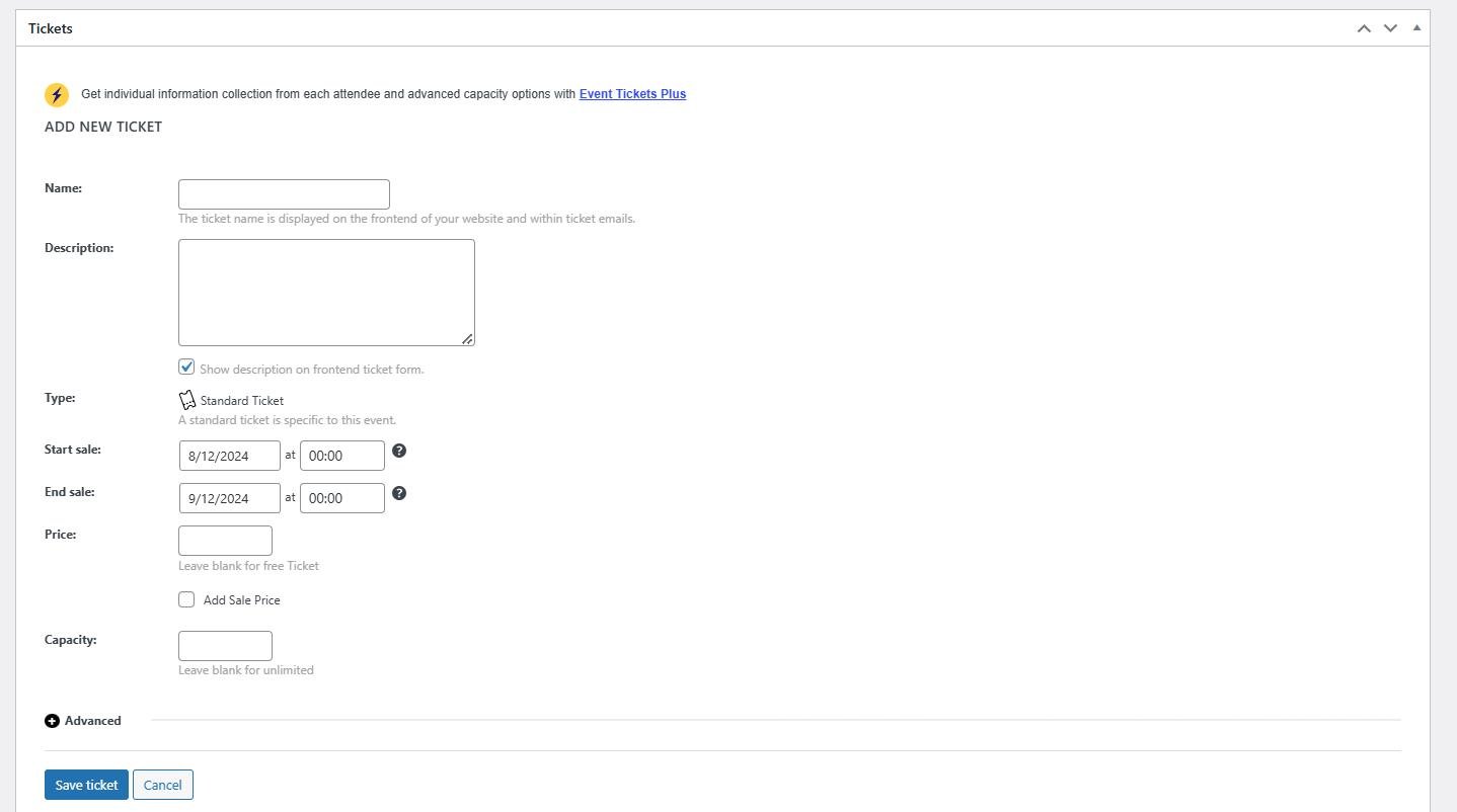 Creating Basic Tickets with Event Tickets - Knowledgebase