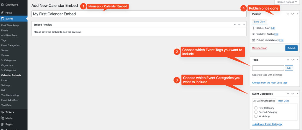 How To Configure Event Calendar Embeds Knowledgebase