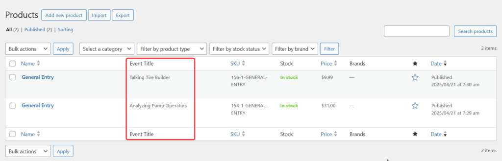 Show Event Title for Tickets in WooCommerce Product List - Knowledgebase