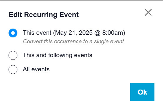 How to edit a single instance of a recurring event - Knowledgebase