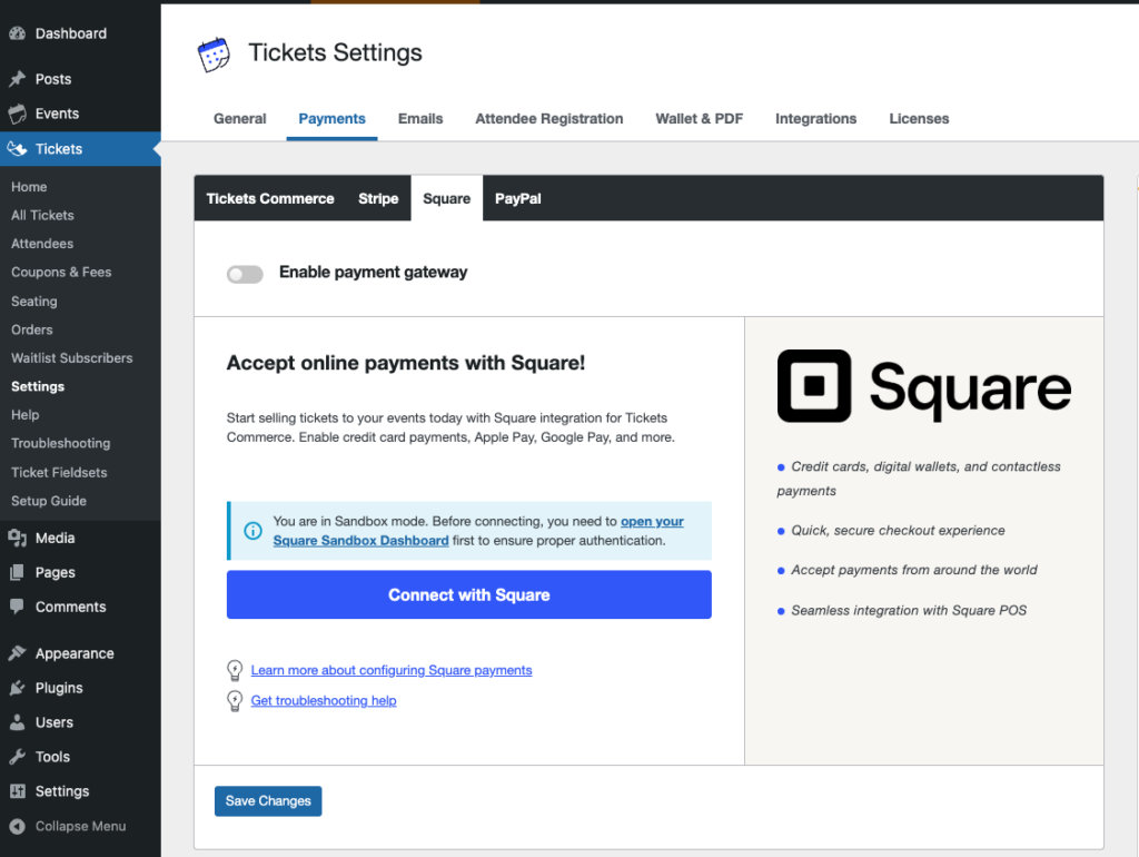 Configuring Square for Event Tickets - Knowledgebase