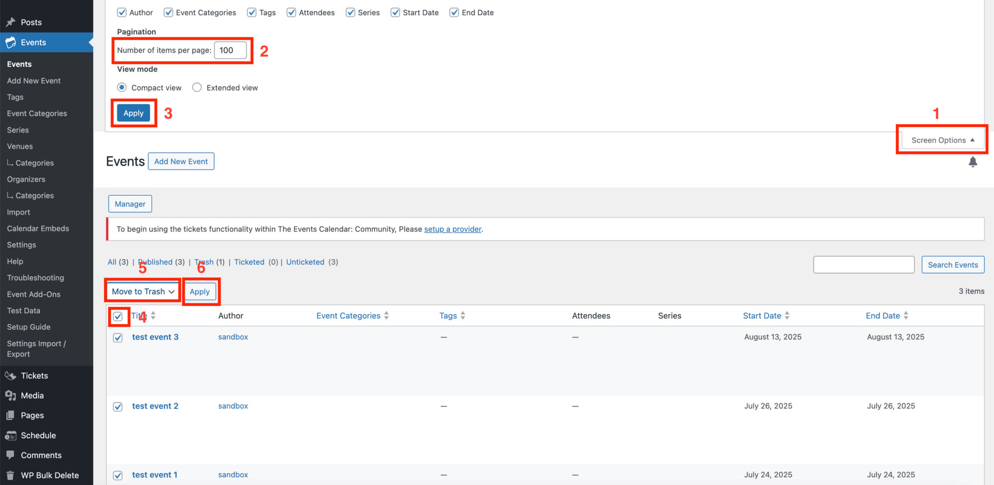 How to Bulk Delete Events from Your WordPress Site - Knowledgebase