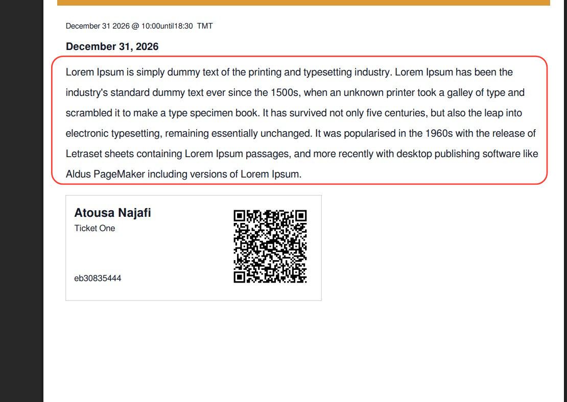 Adding event description into PDF ticket - Knowledgebase