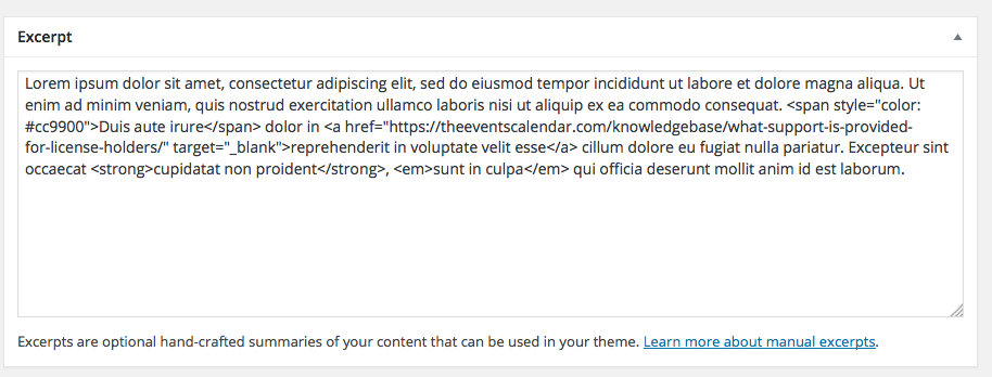 The Trouble with Excerpts | The Events Calendar