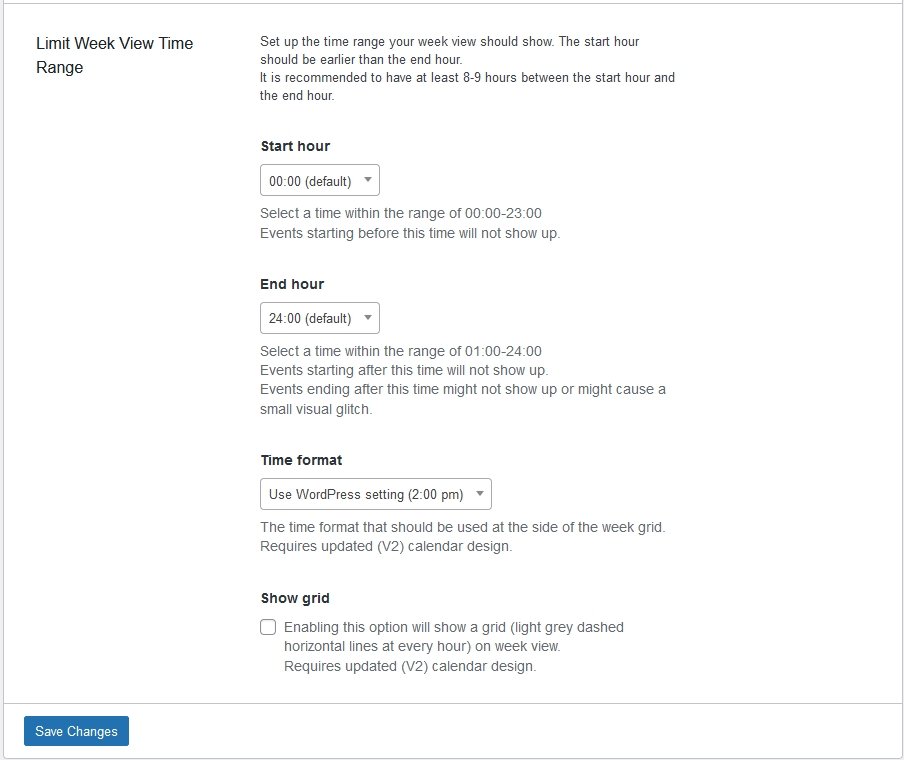 Limit the Time Range in Week View