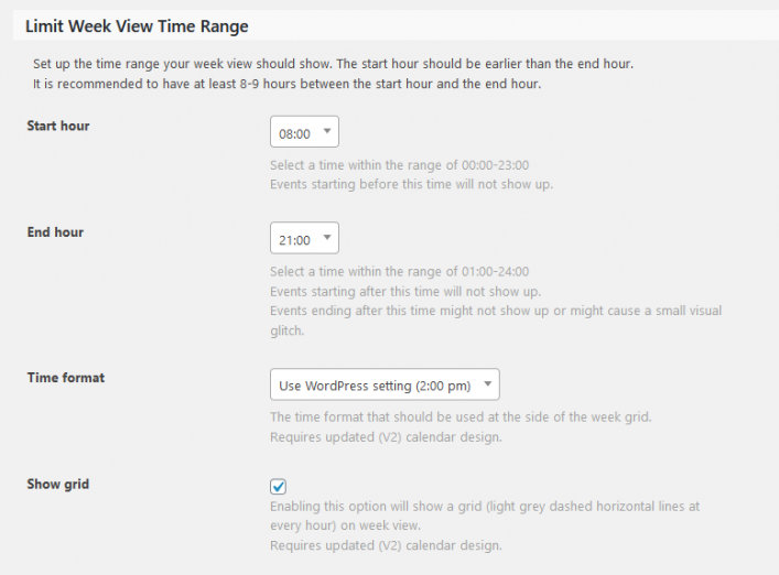 Limit the Time Range in Week View