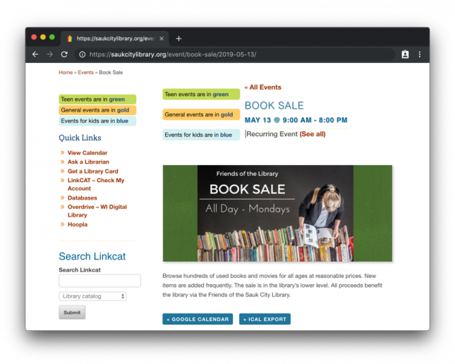 4 Calendar Customizations for Libraries | The Events Calendar