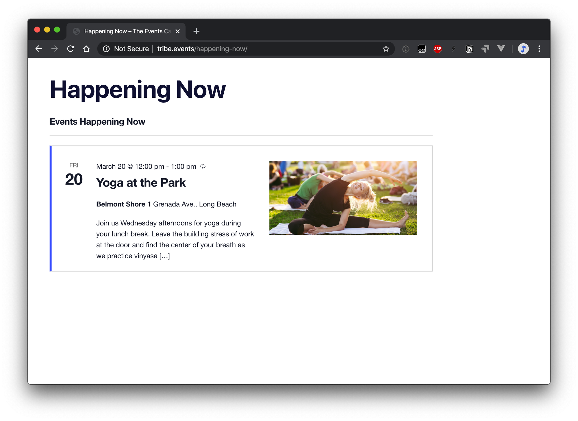 Events Happening Now | The Events Calendar