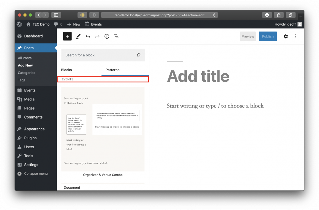 Event Block Patterns | The Events Calendar