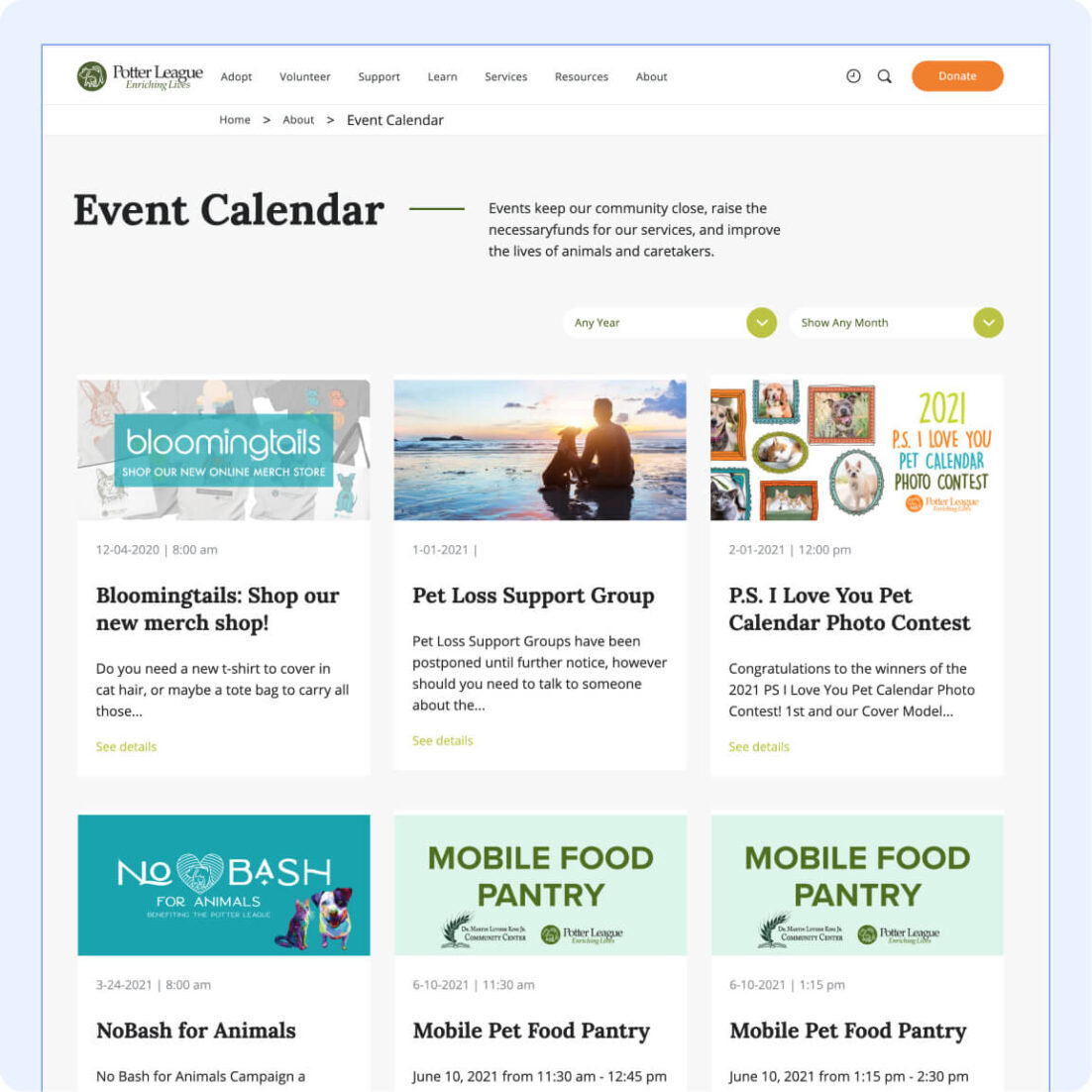 Potter League for Animals | The Events Calendar
