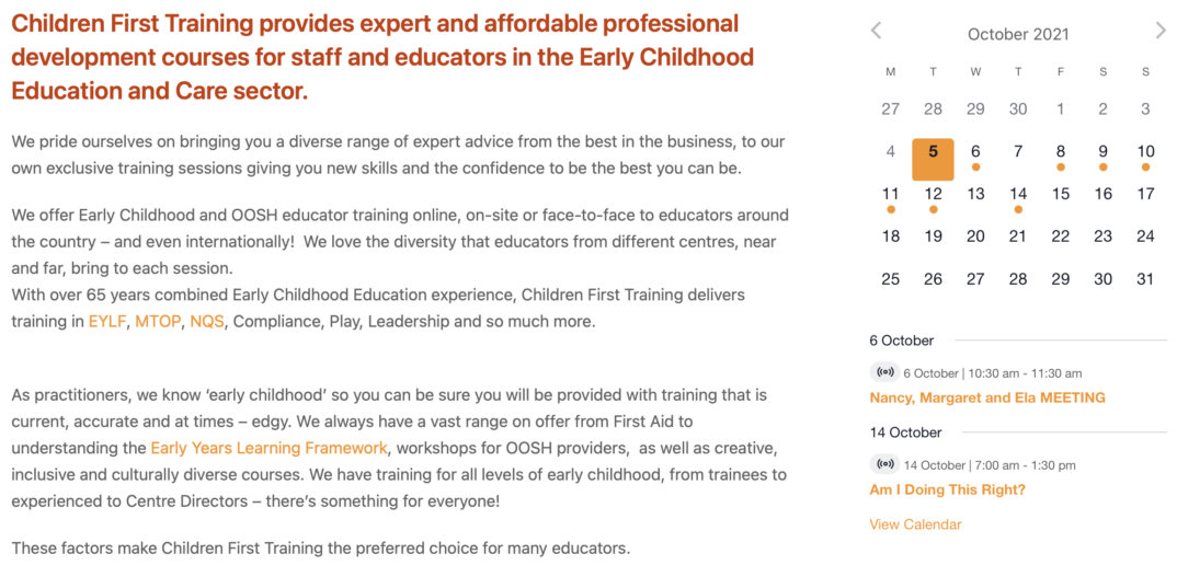 Featured Calendar: Children First Training | The Events Calendar