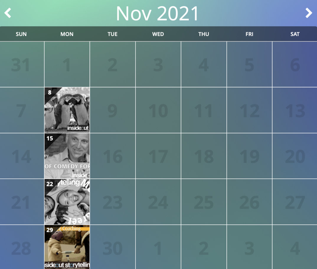 Featured Calendar: Inside-Out Storytelling | The Events Calendar