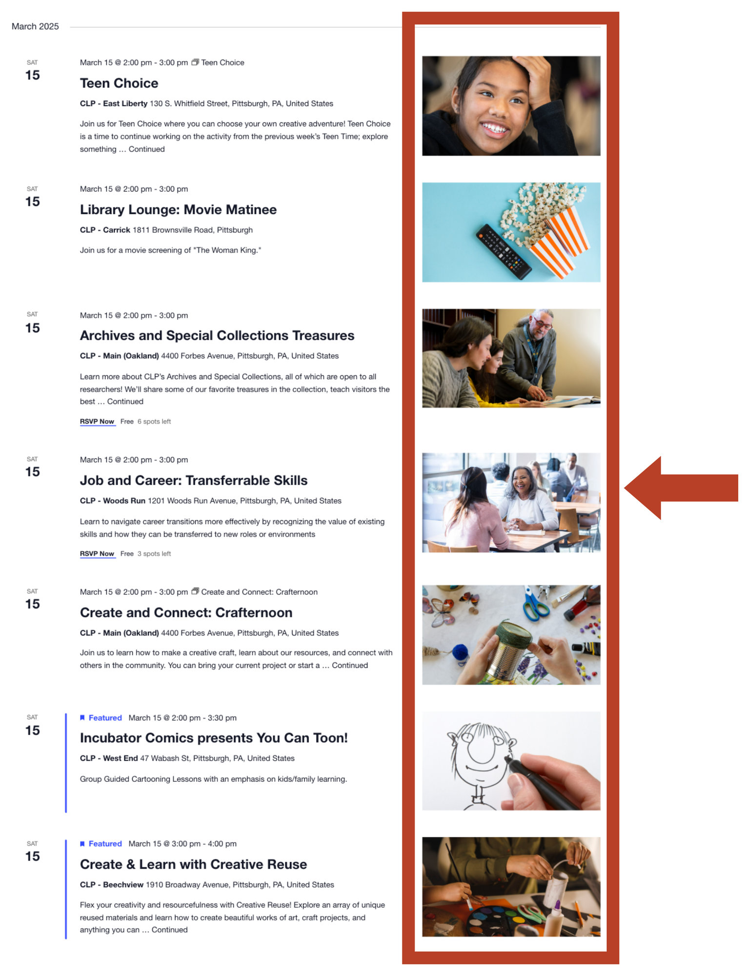 Featured Calendar: Carnegie Library | The Events Calendar
