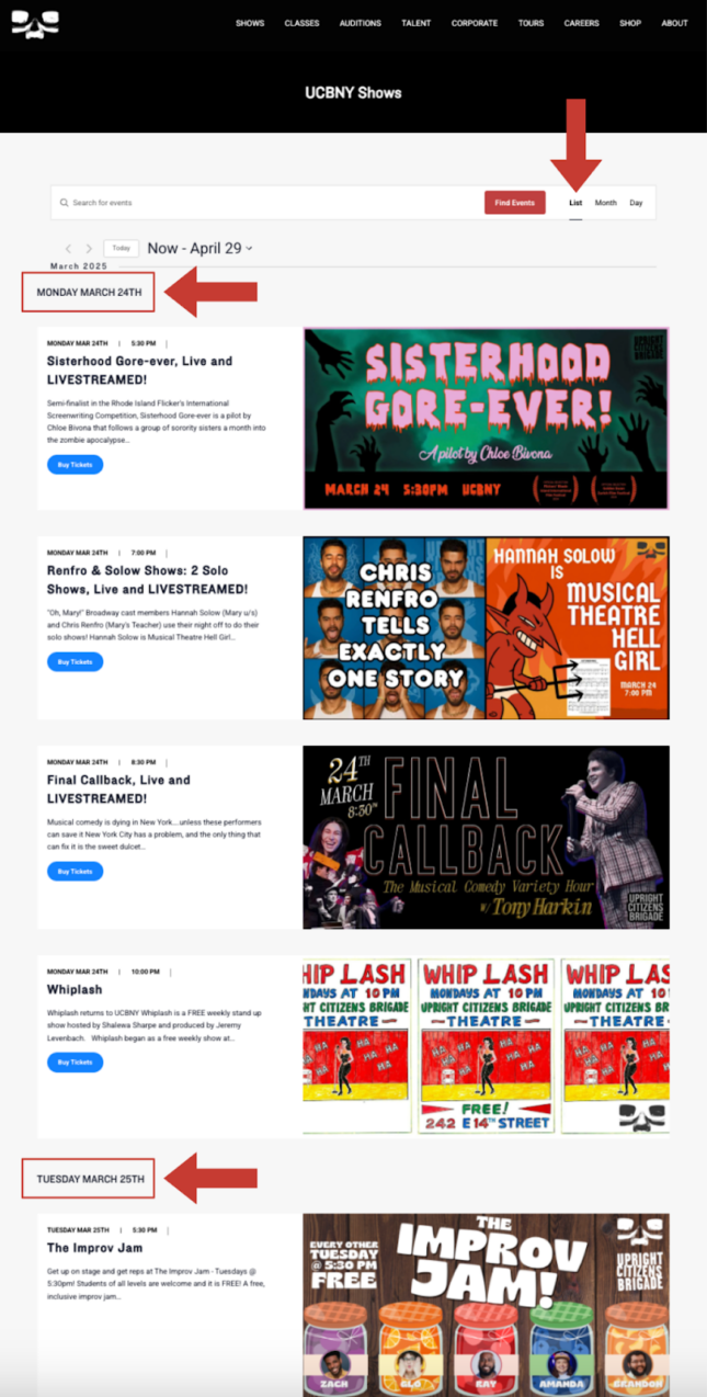 Featured Calendar: Upright Citizens Brigade | The Events Calendar